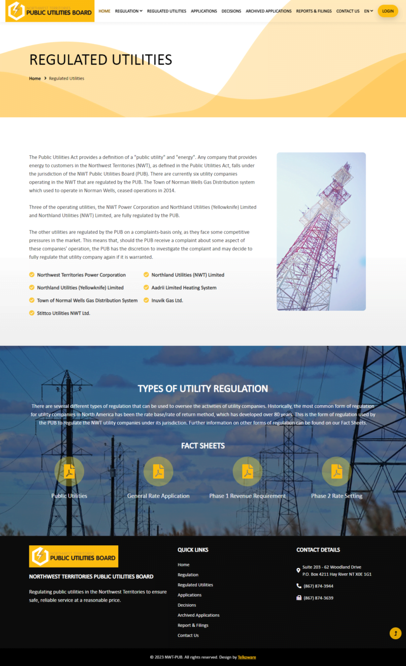 Northwest Territories Public Utilities Board - Telkoware